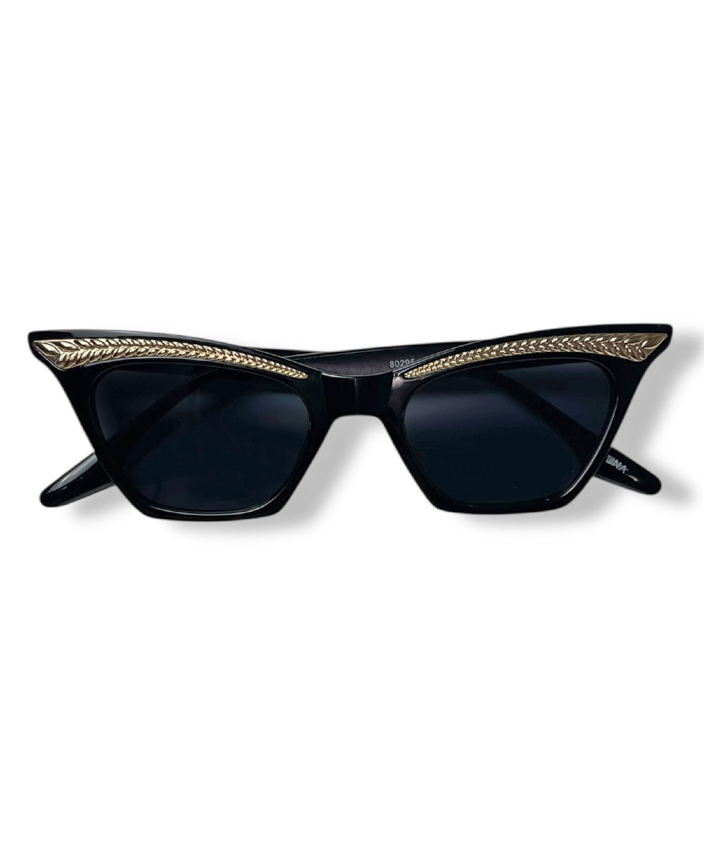 Black & Gold Trimmed Cat Eye Sunglasses – Loco Lindo