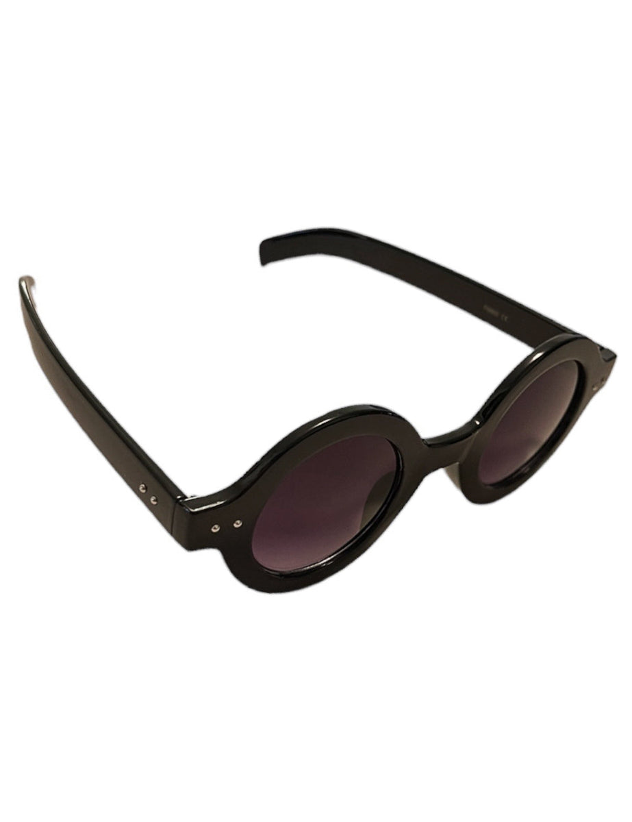 Solid Black 1940s Style Perfect Circle Sunglasses – Loco Lindo