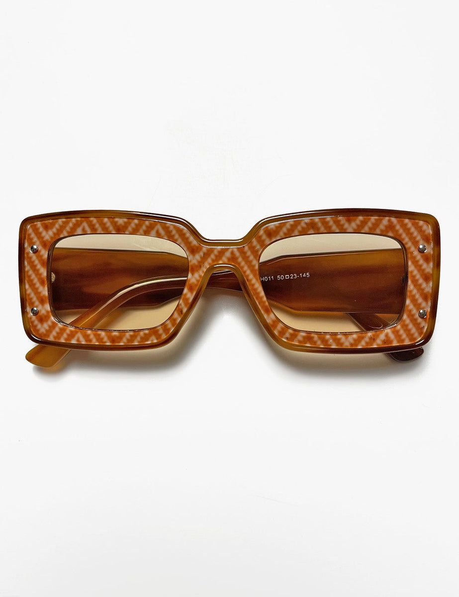Tan Tweed 1970s Funky Squared Frame Sunglasses – Loco Lindo